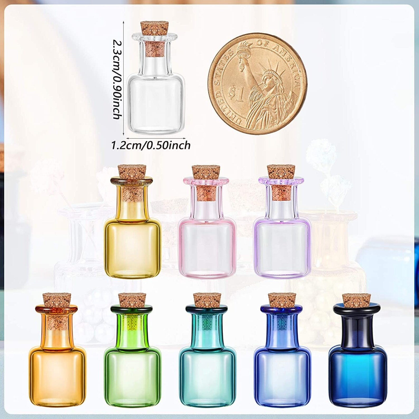 18pcs Colored Tiny Glass Jars, Spell Jars, Mini Potion Bottles W/ Cork ...