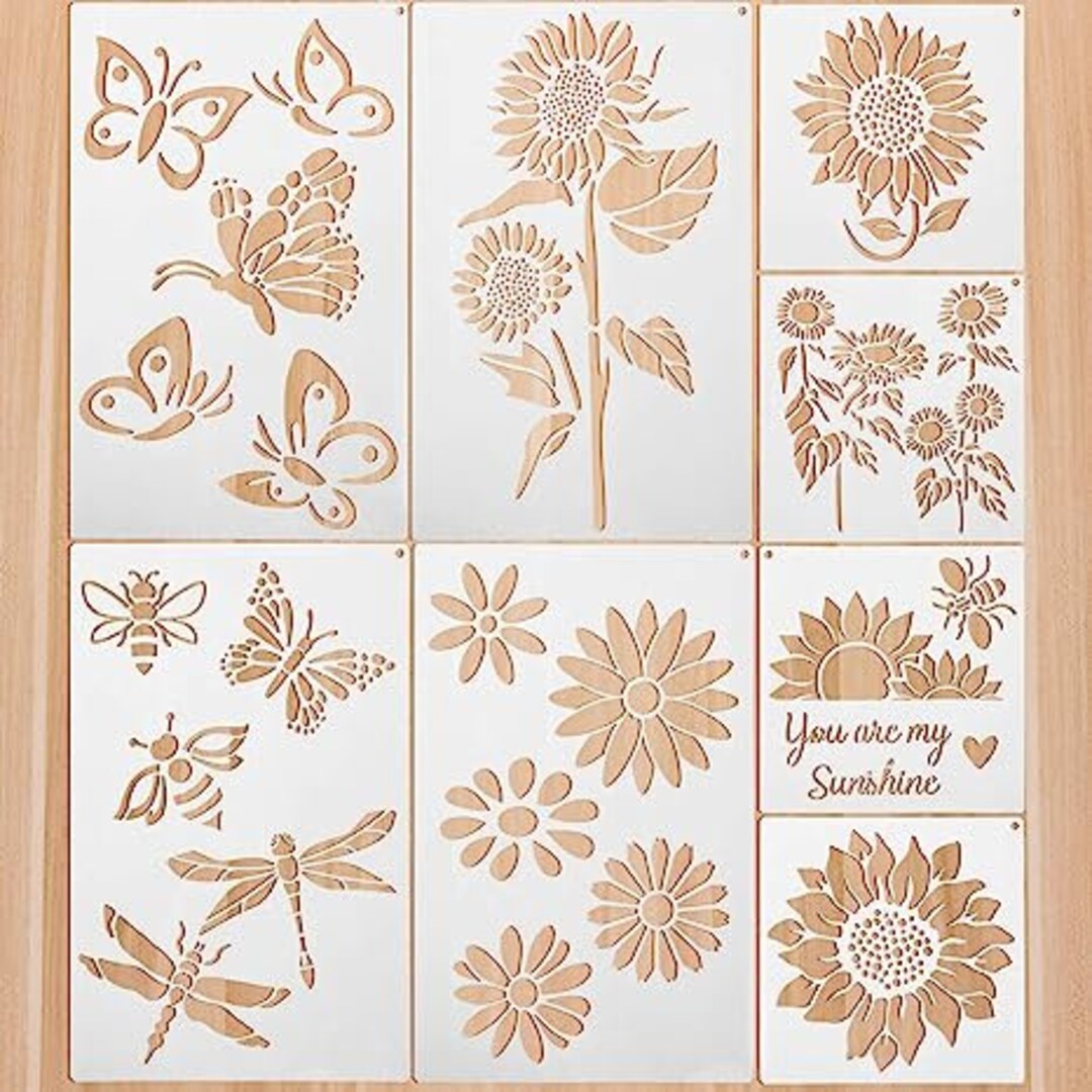 Sunflower & Butterfly Stencil Kit: Reusable Home Decor Templates - Etsy