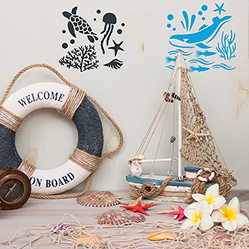30 Ocean Creature Stencils: DIY Templates for Scrapbooking, Drawing ...