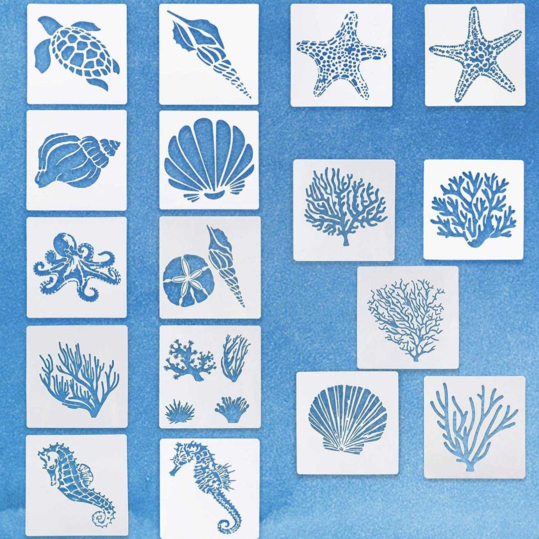Sea Creature Stencils: 17pcs Reusable Ocean Animal Templates - Etsy