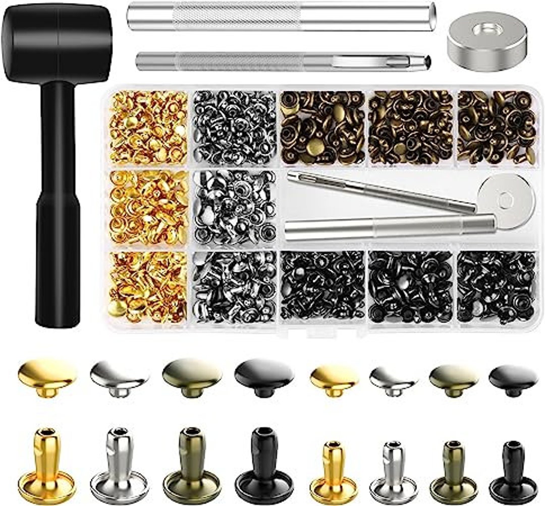 240 Sets of Leather Rivets, Double Cap in 4 Colors and 2 Sizes ...