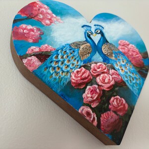 Handmade Peacock Wood Heart Plaque Wall Art - Etsy