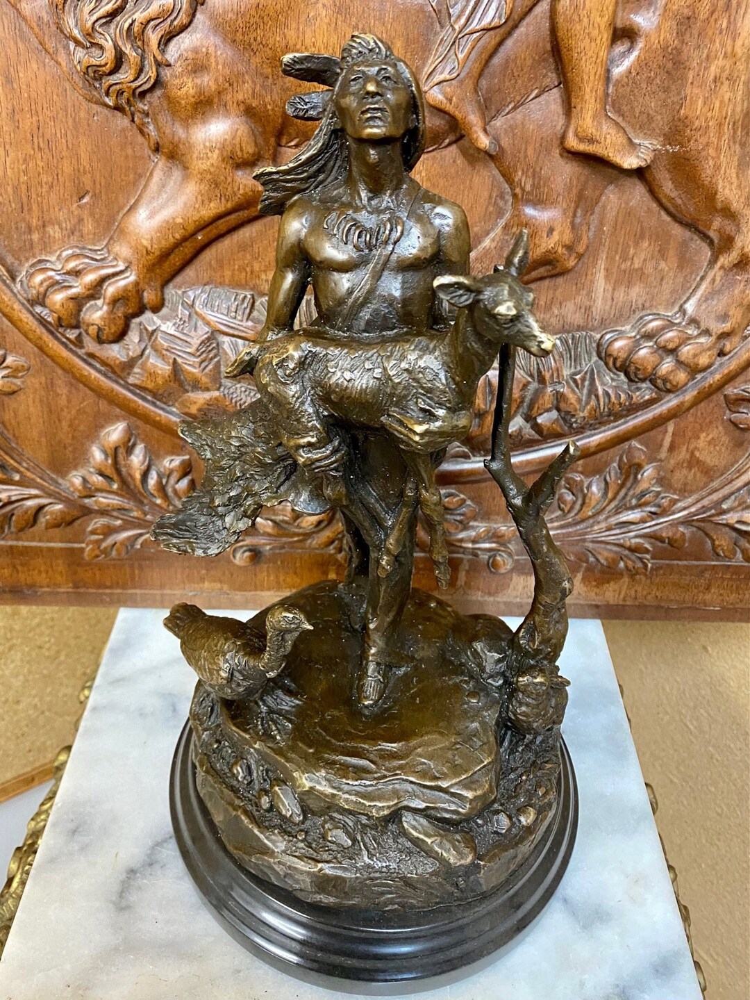 Bronze Native American Statue - Etsy