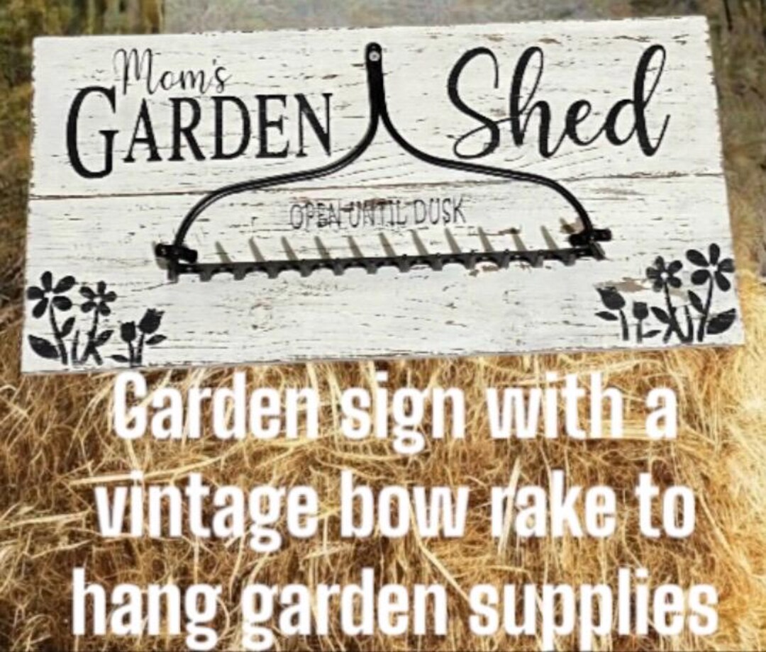Mom's Garden Outdoor Sign With Vintage Bow Rake for Garden Supplies - Etsy