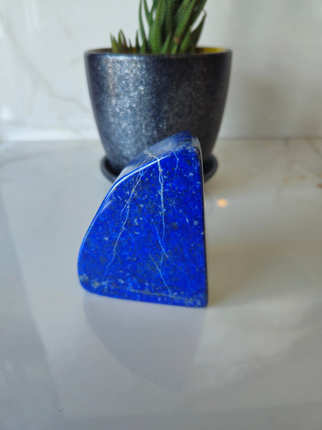 Lapis Lazuli Worry Stone Palm Stone | Deep Blue Afghan Crystal (250g ...