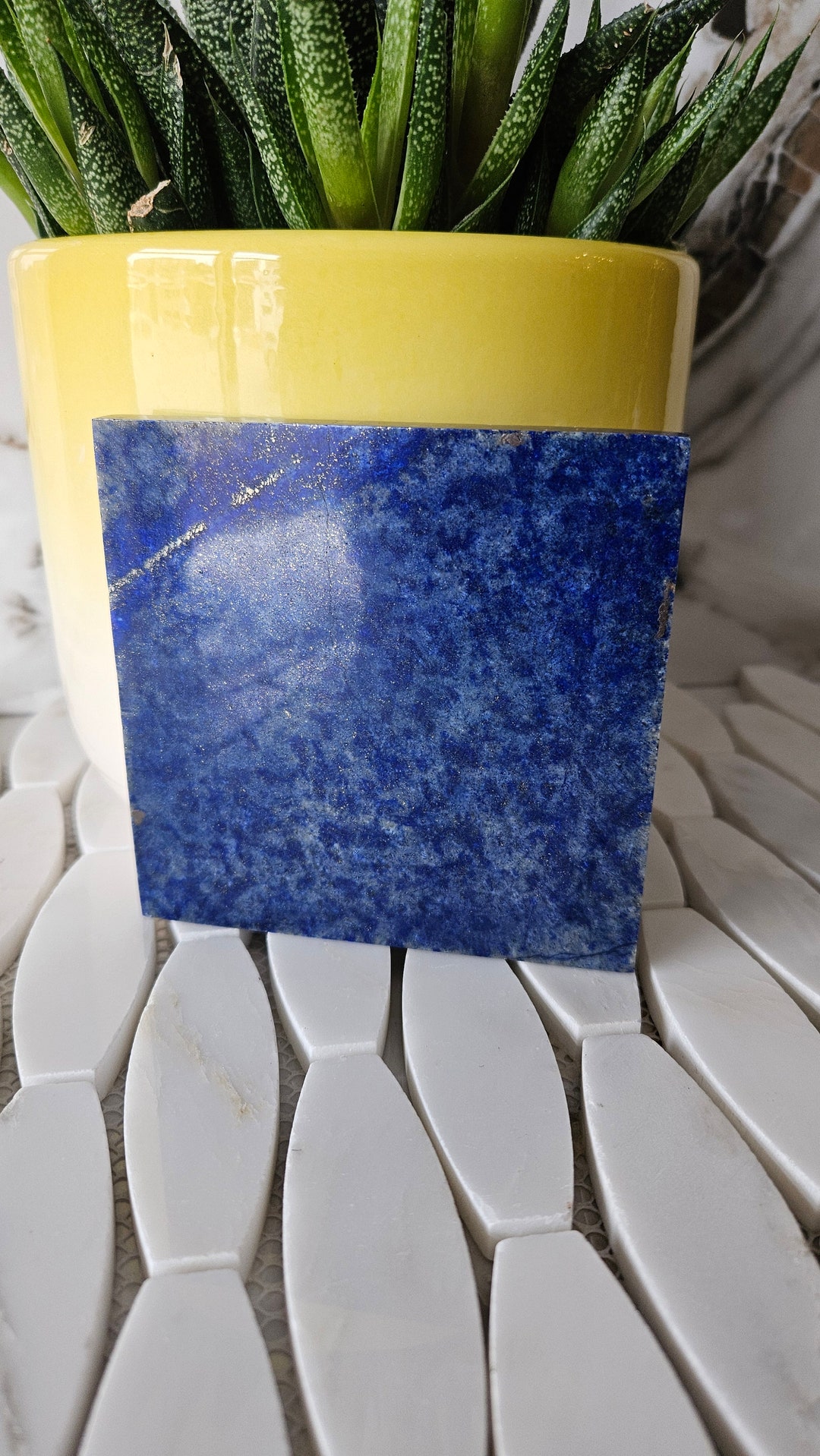 10x10 Cm Stone Sided Tile | A+++ Lapis Lazuli, Desk Accessories, Pyrite Slab, Femininity ...