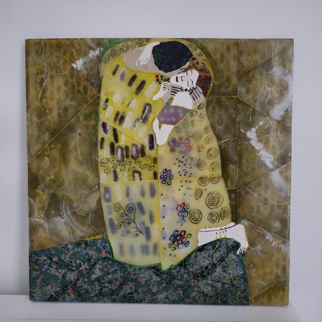 Handmade Semi-precious Stone Art Inspired by the Kiss (40 X 40 Cm) - Etsy