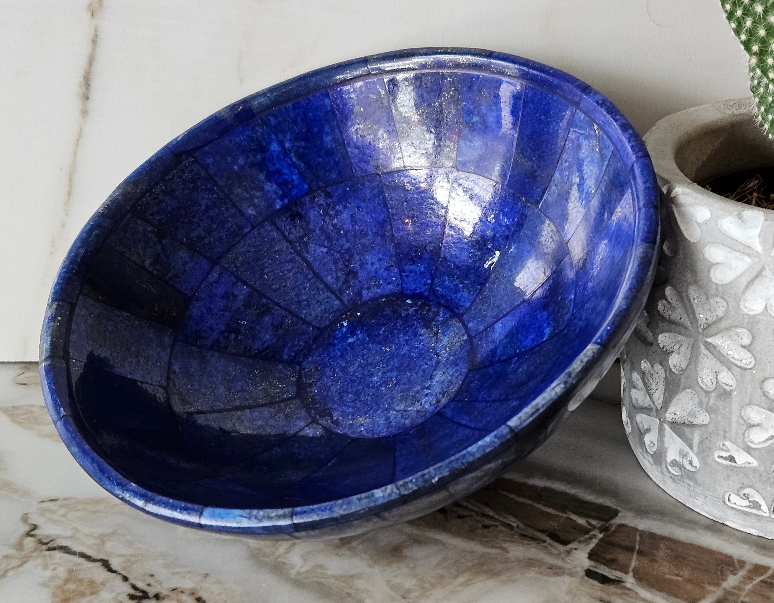 LAPIS LAZULI BOWL, Royal Blue Bowl, Handcrafted Boat Shape Polished ...