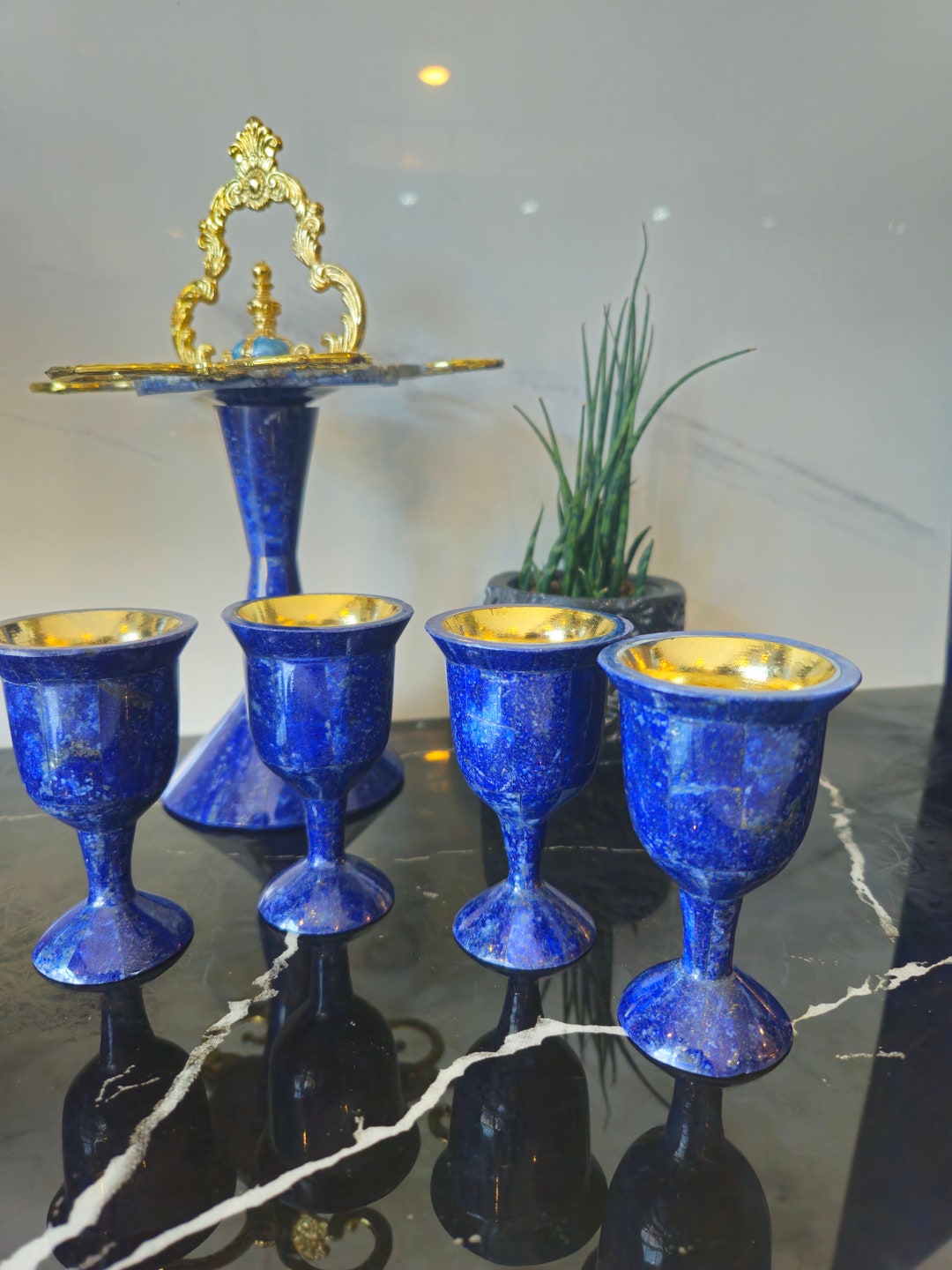 Handcrafted Lapis Lazuli Pálinka Cup Glasses Wine Whiskey Glass Teacup ...
