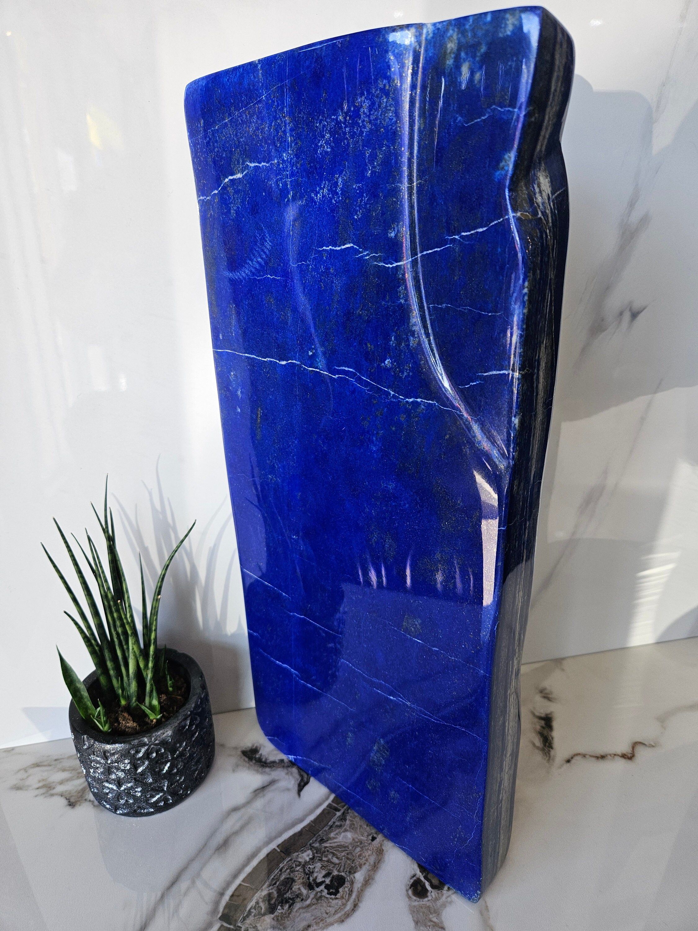 Free Form Lapis Lazuli Slab: Polished Crystal Decor, Afghanistan Origin ...
