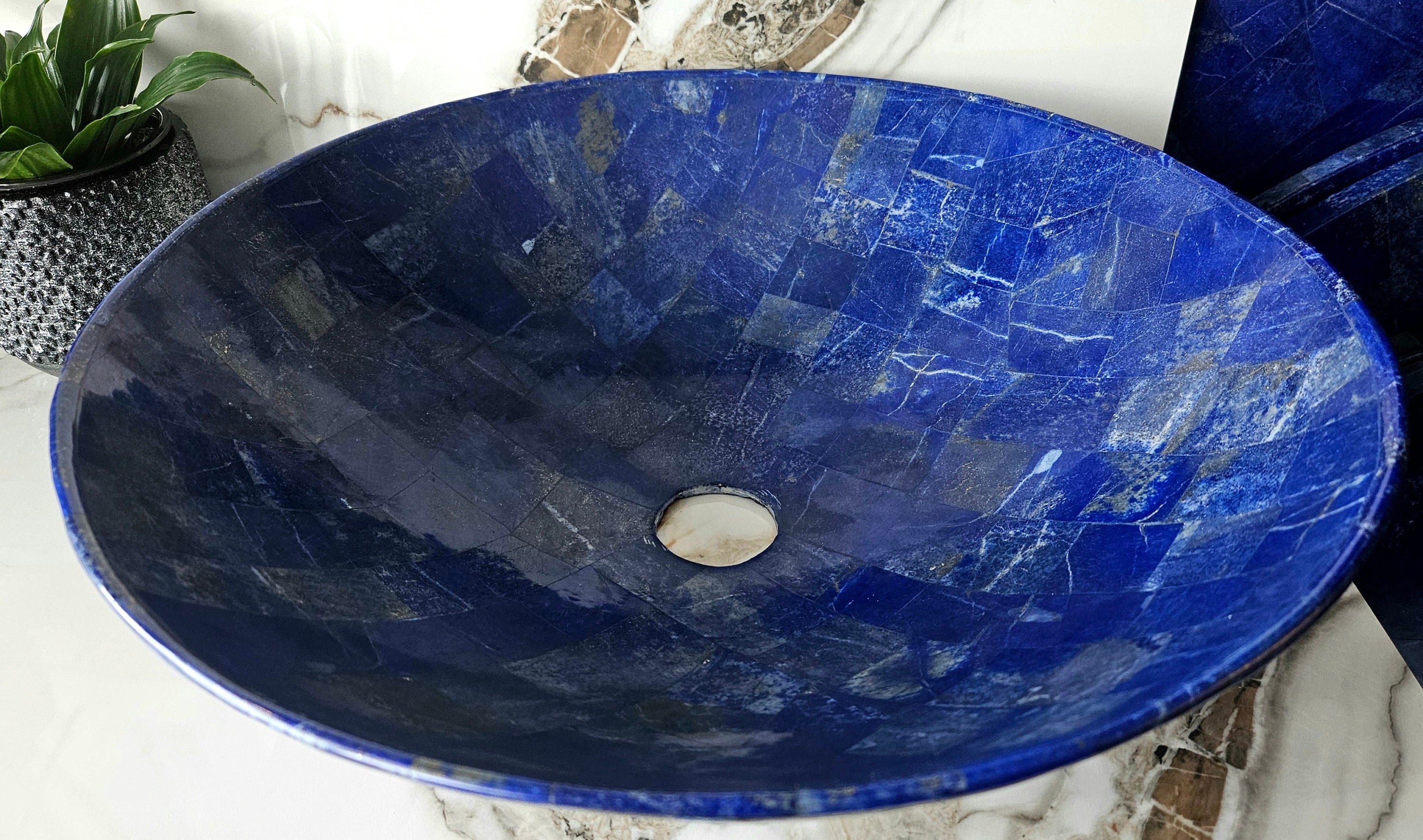 Natural Stone Sink Lapis Lazuli Hand Carved Vessel Sink Vanity Bathroom ...