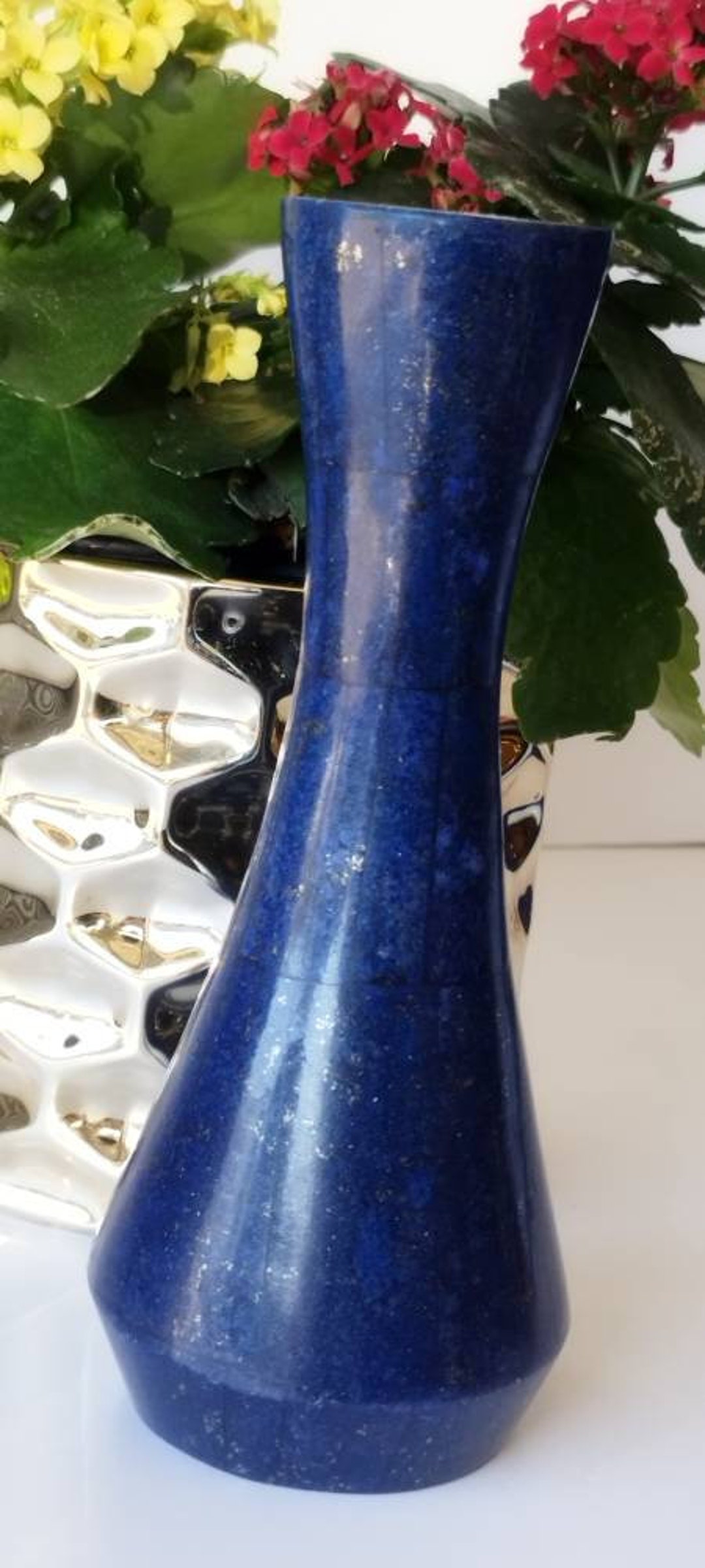 Lapis Lazuli Flower Pot, A Grade Lapis Lazuli, Vase Glass,plant Holder ...