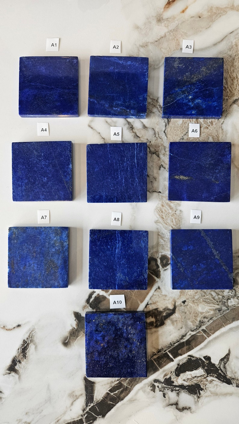 5x5 Cm Lapis Lazuli Stone Sided Tile, Handmade Tiles, Slate, Blue ...