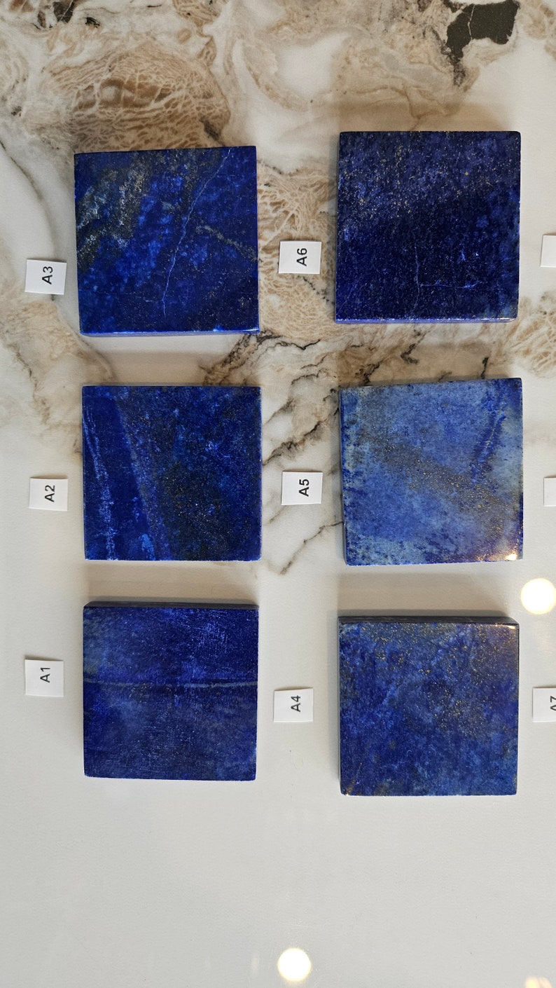 5x5 Cm Lapis Lazuli Stone Sided Tile, Handmade Tiles, Slate, Blue ...