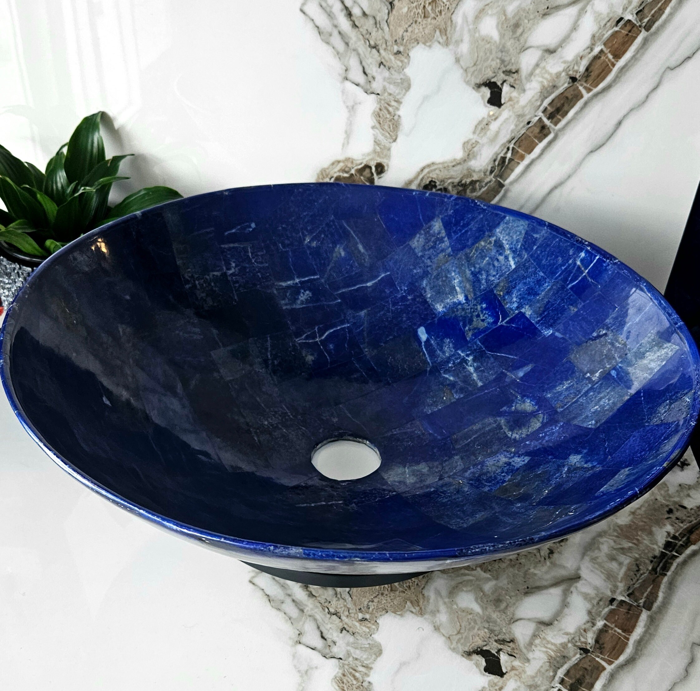 Natural Stone Sink Lapis Lazuli Hand Carved Vessel Sink Vanity Bathroom ...