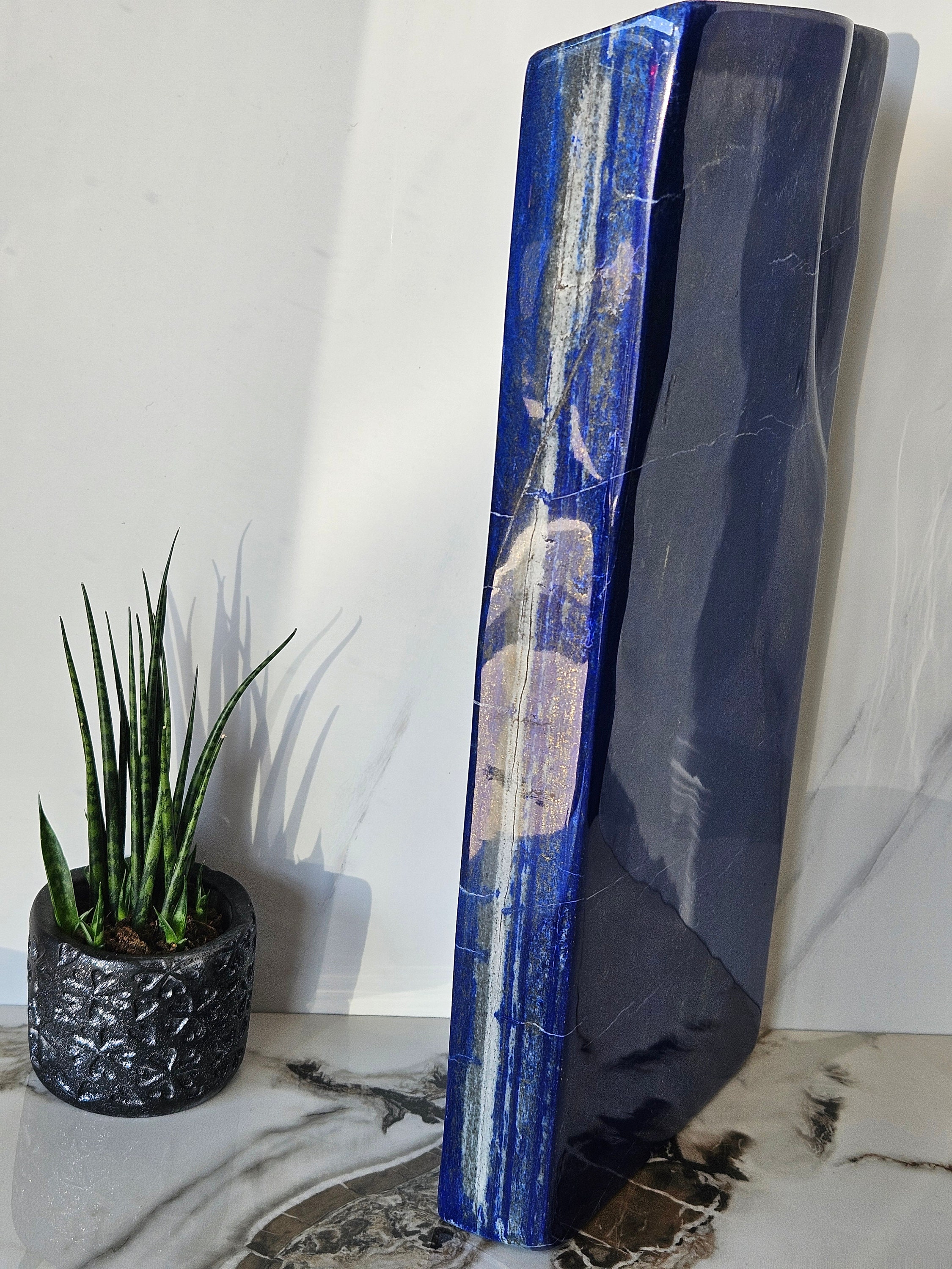 Free Form Lapis Lazuli Slab: Polished Crystal Decor, Afghanistan Origin ...