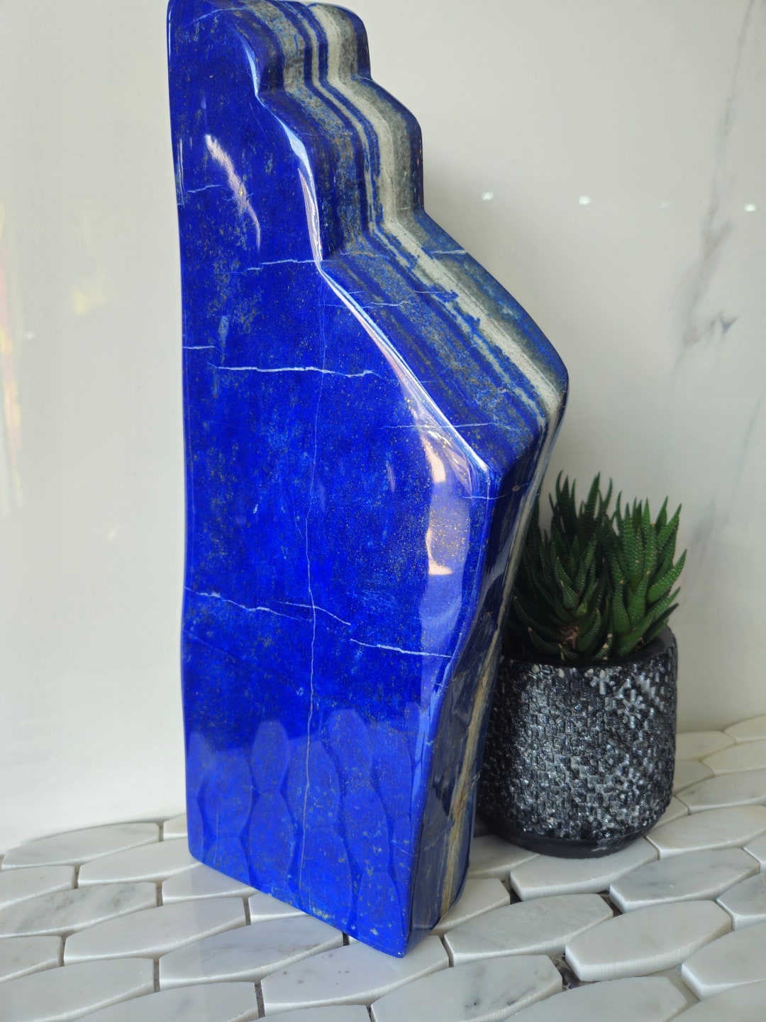Grade A+++ Lapis Lazuli Slab: Polished Afghanistan Crystal Decor ...