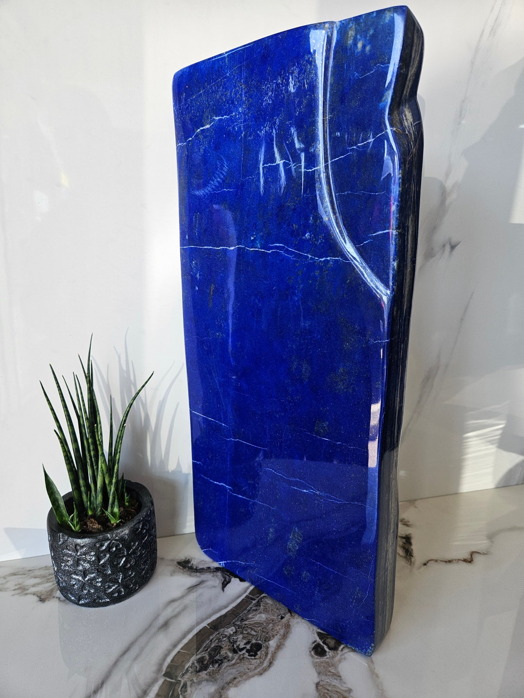 Free Form Lapis Lazuli Slab: Polished Crystal Decor, Afghanistan Origin ...