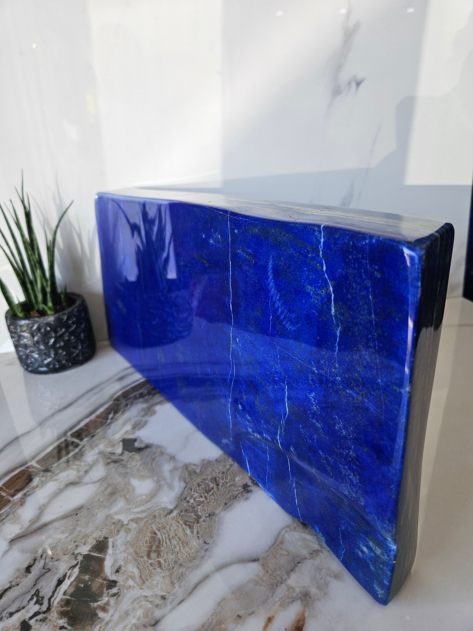 Free Form Lapis Lazuli Slab: Polished Crystal Decor, Afghanistan Origin ...