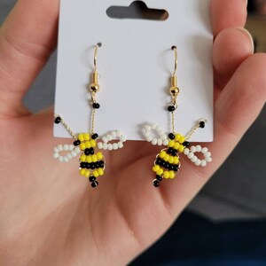 Handmade Beaded Bee Earrings - Etsy Canada