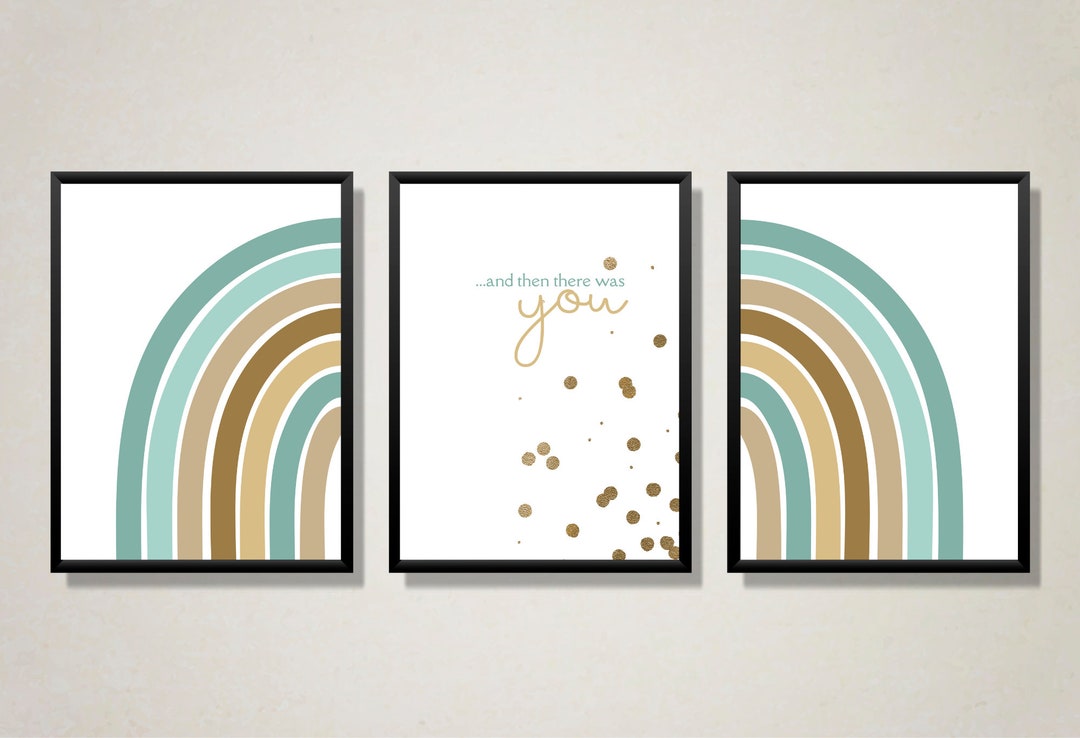 Rainbow Nursery Print, Rainbow Baby, Boho Nursery Art, 3 Piece Nursery ...