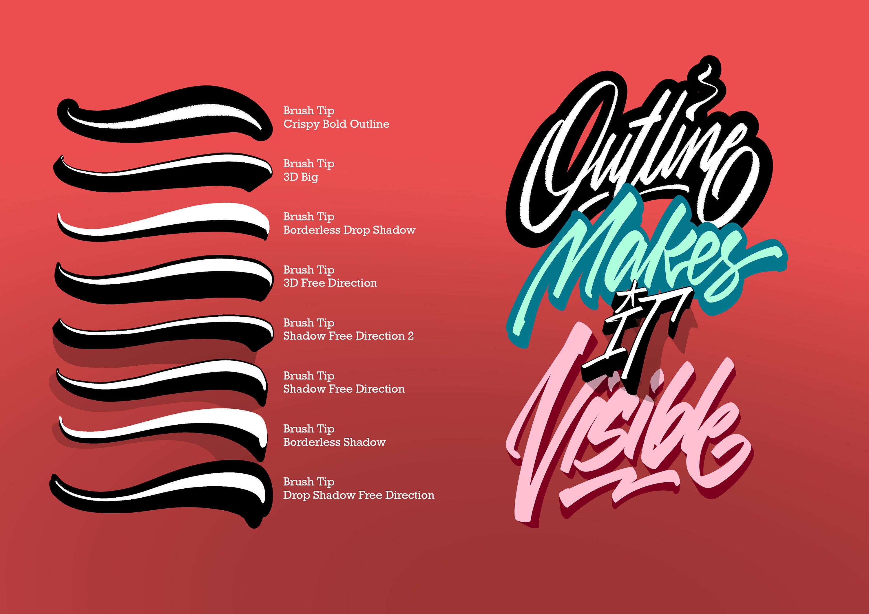 3D Lettering & Outline Brush Pack | Procreate Lettering | INSTANT ...