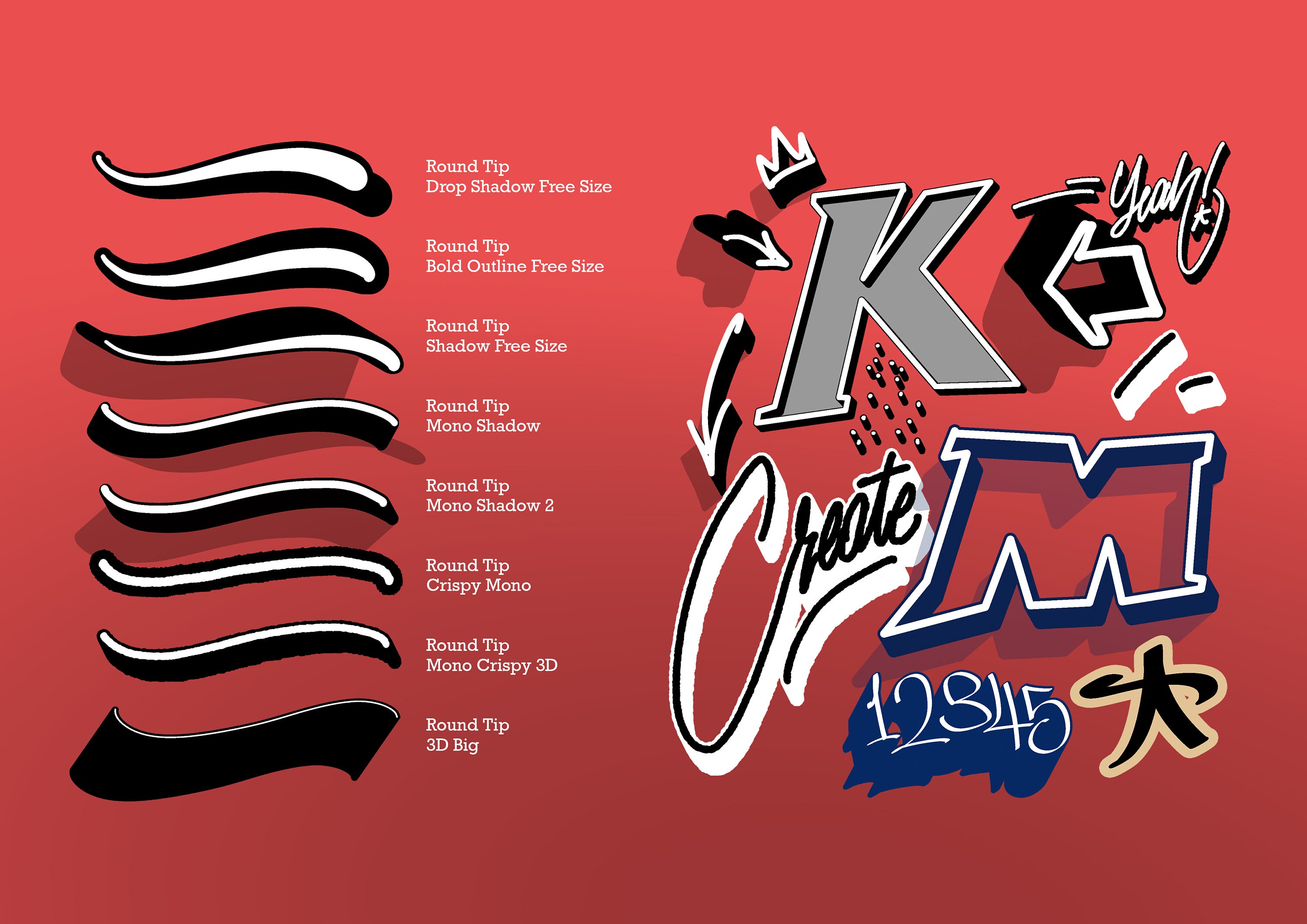 3D Lettering & Outline Brush Pack | Procreate Lettering | INSTANT ...