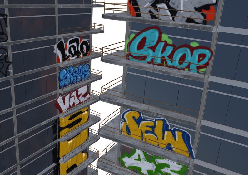 L.A. Skyscraper Graffiti Template - 3D Procreate | INSTANT DOWNLOAD ...