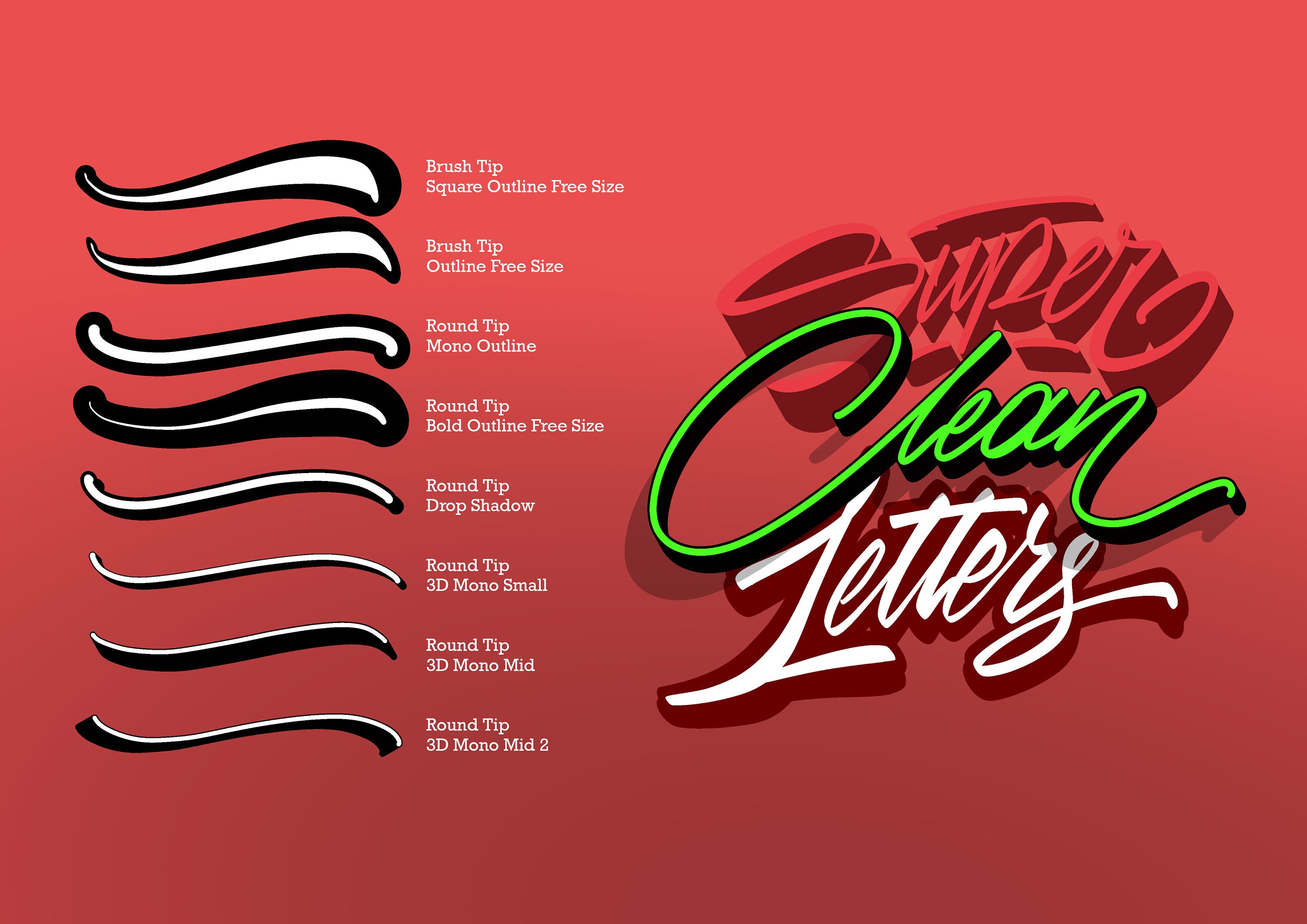 3D Lettering & Outline Brush Pack | Procreate Lettering | INSTANT ...