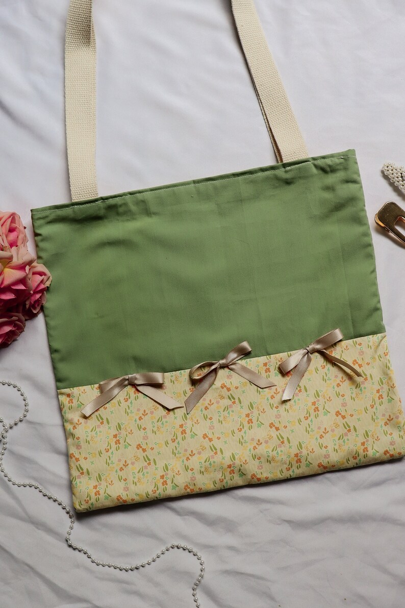 Green and Yellow Floral Handmade Shoulder Bag Tote Bag - Etsy