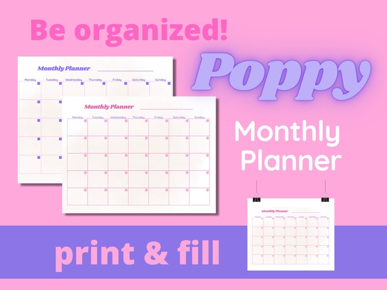 A3, A4, A5 Monthly Planner, Organizer, Planner, Month, Templates ...