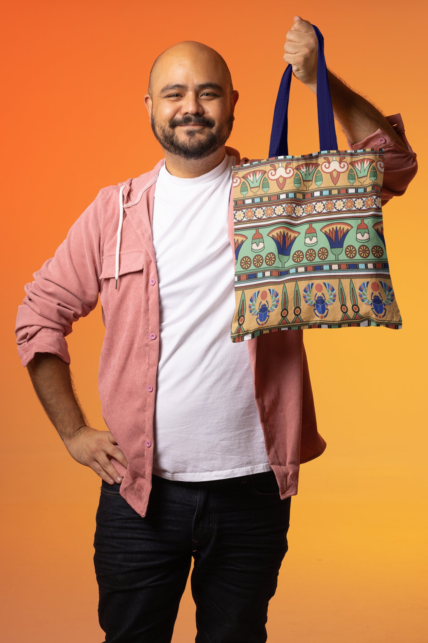 Tote Bag Ancient Egyptian Lotus Flower Art, Egyptian Theme Polyester ...