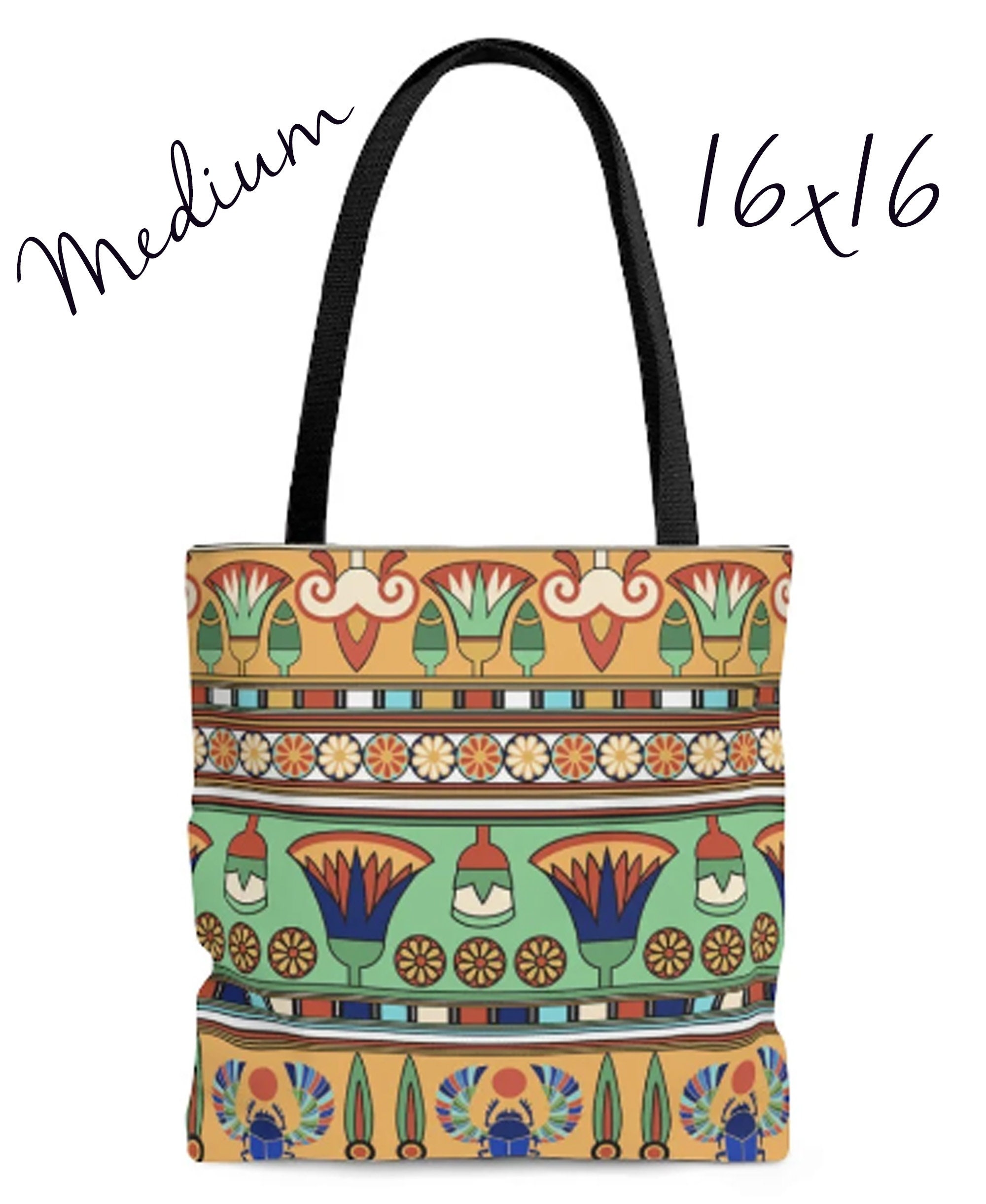 Tote Bag Ancient Egyptian Lotus Flower Art, Egyptian Theme Polyester ...
