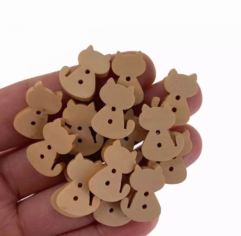 Natural Wooden Animal Cat Shaped Buttons X 10 Pack FREE UK P&P - Etsy