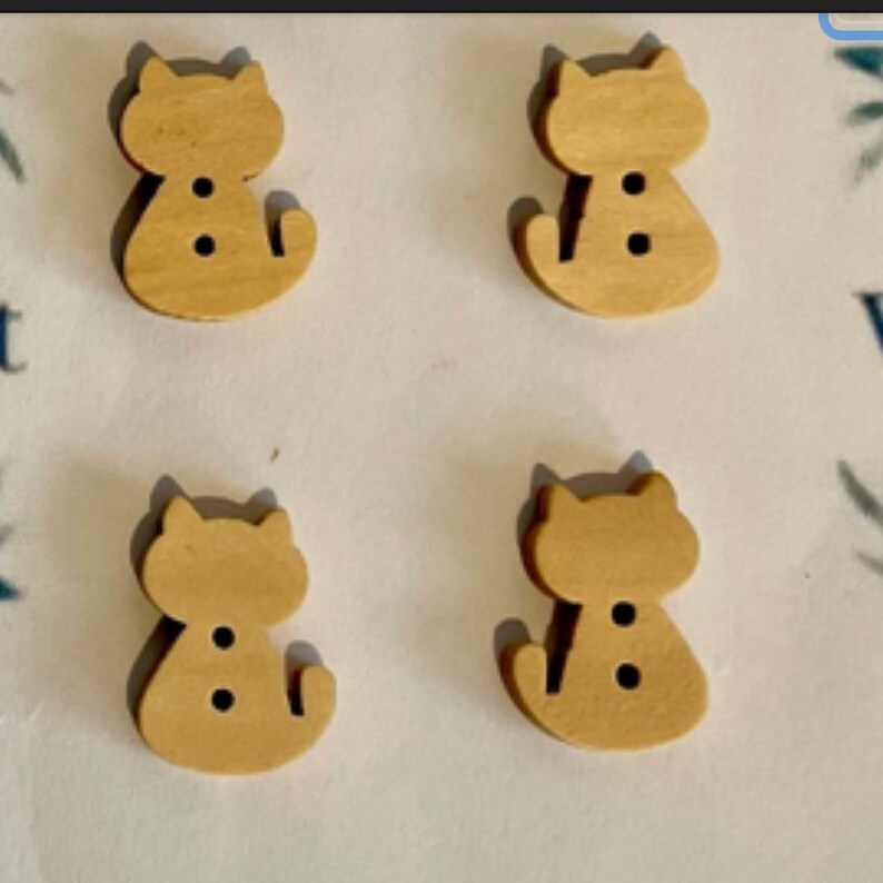 Natural Wooden Animal Cat Shaped Buttons X 10 Pack FREE UK P&P - Etsy