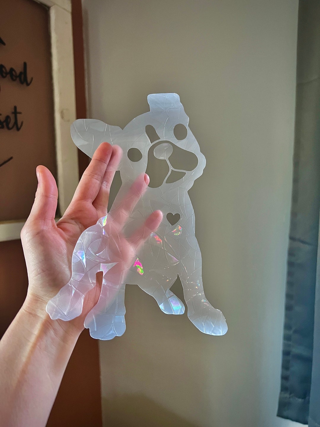 French Bulldog Suncatcher – Prismatic Rainbow Window Cling Decal ...
