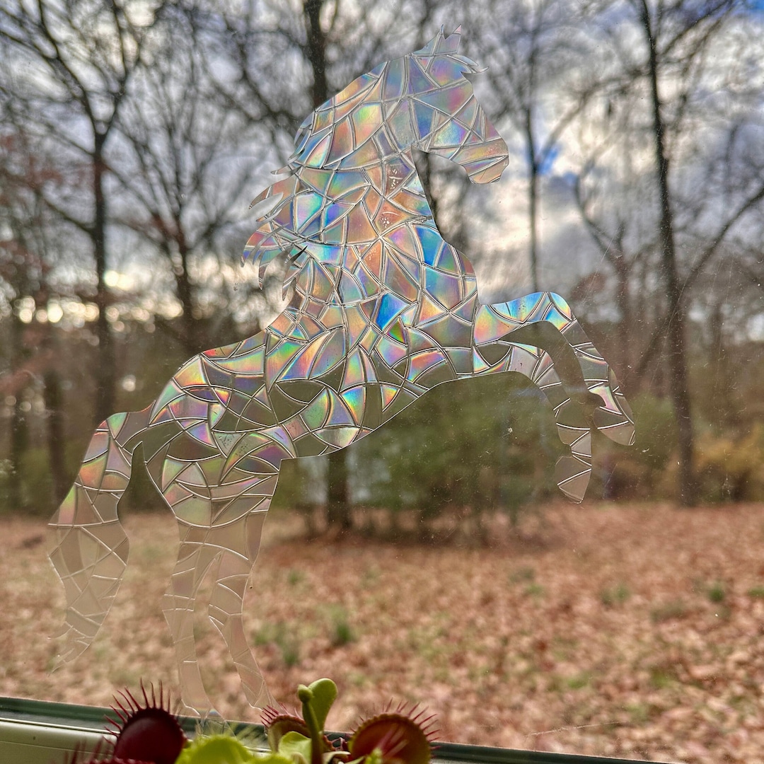 Horse Suncatcher Window Sticker - Prism Window Flim Decal - Rainbow ...