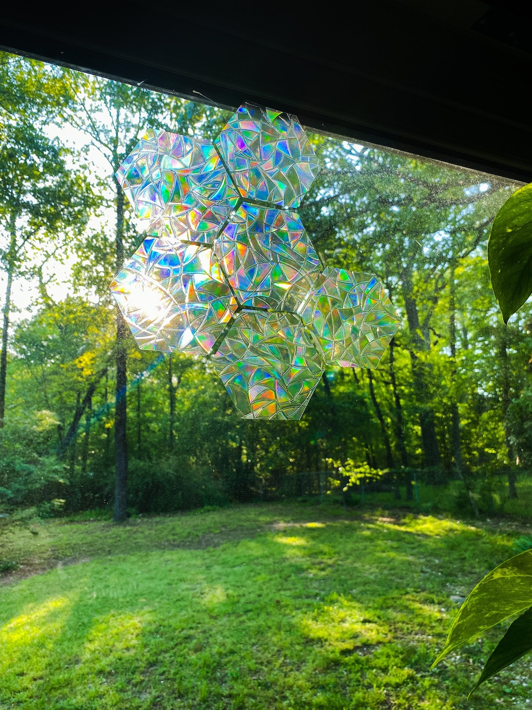 Rainbow Prism Sun-catcher Window Cling - Hexagon - Removable/reusable ...