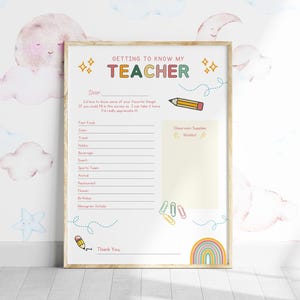 Getting to Know My Teacher Survey Teacher Favorite Things Printable ...