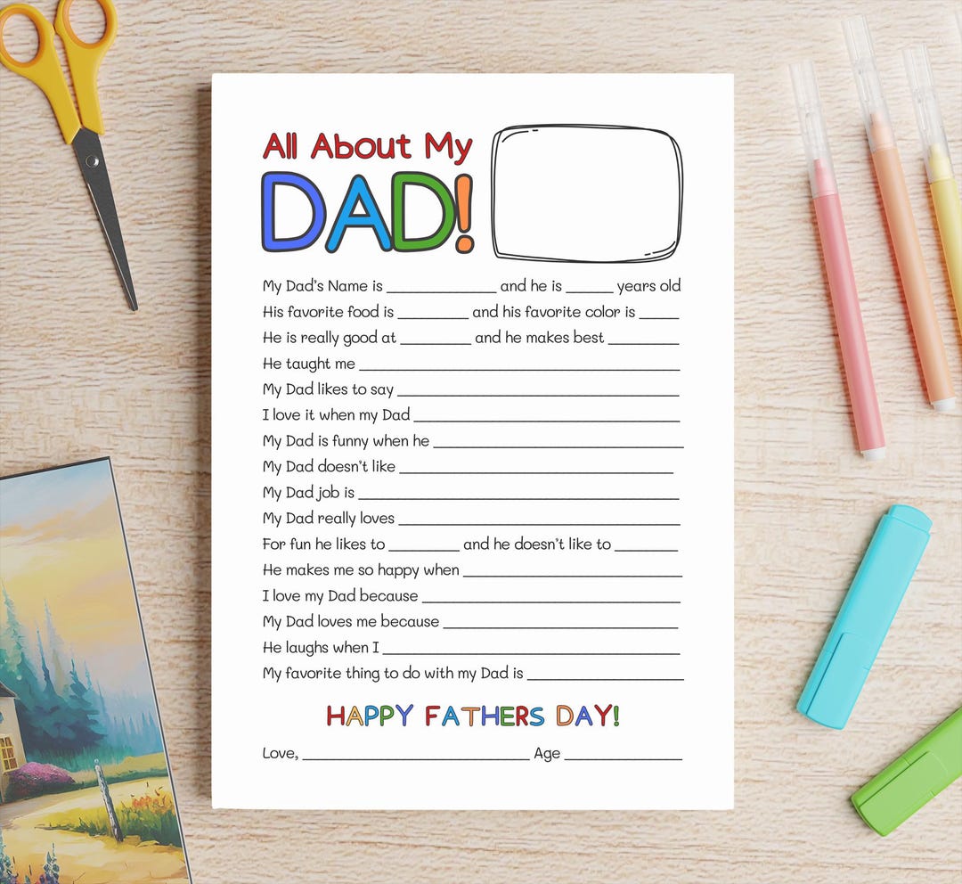 All About My Dad Questionnaire Daddy Interview Fathers Day Printable ...