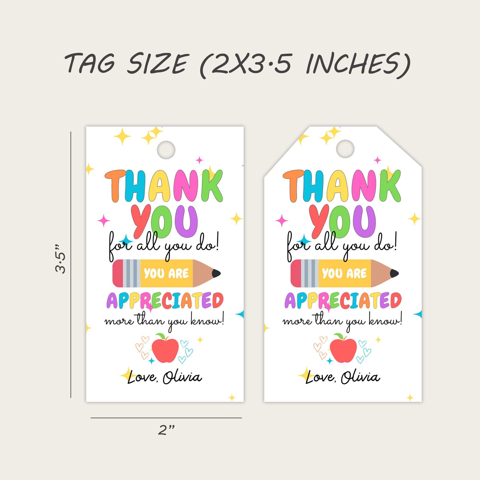 Editable Teacher Appreciation Gift Tags Thank You Teacher Gift Tag ...