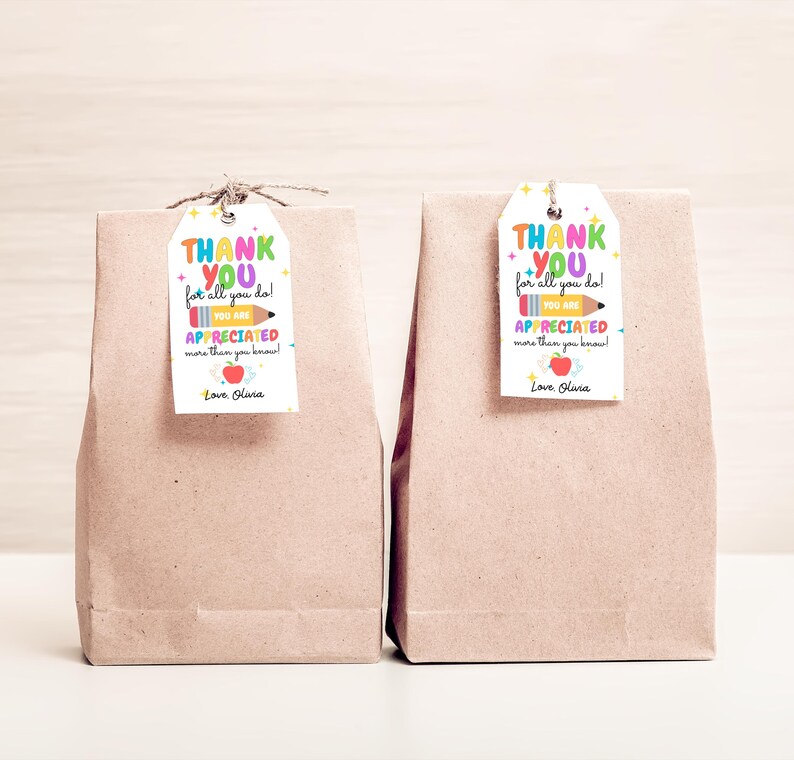 Editable Teacher Appreciation Gift Tags Thank You Teacher Gift Tag ...