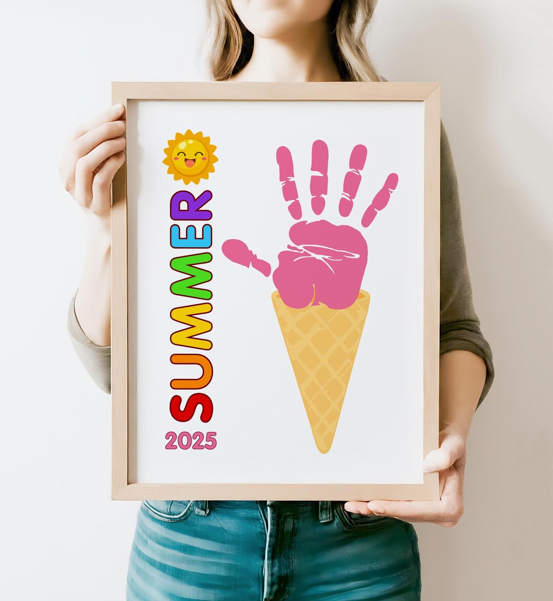 Ice Cream Handprint Art: Summer Kids Craft, Keepsake Gift (PDF Download ...