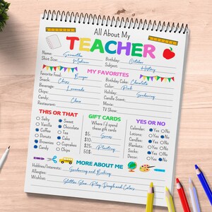 All About My Teacher Editable Questionnaire Teacher Survey Get to Know ...