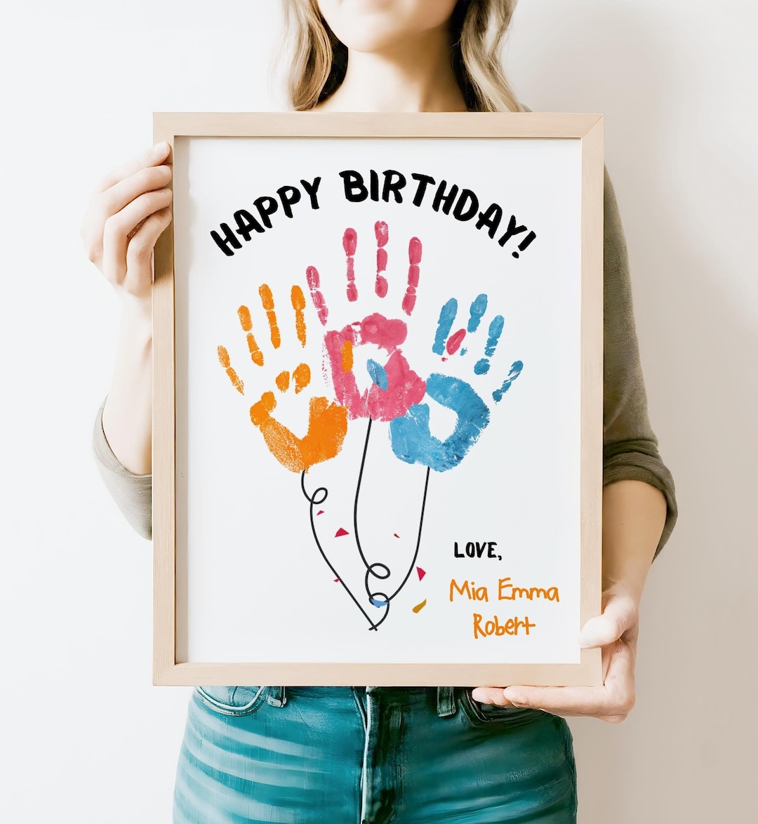 DIY Handprint Balloons Birthday Card DIY Gift Memory Keepsake Birthday ...
