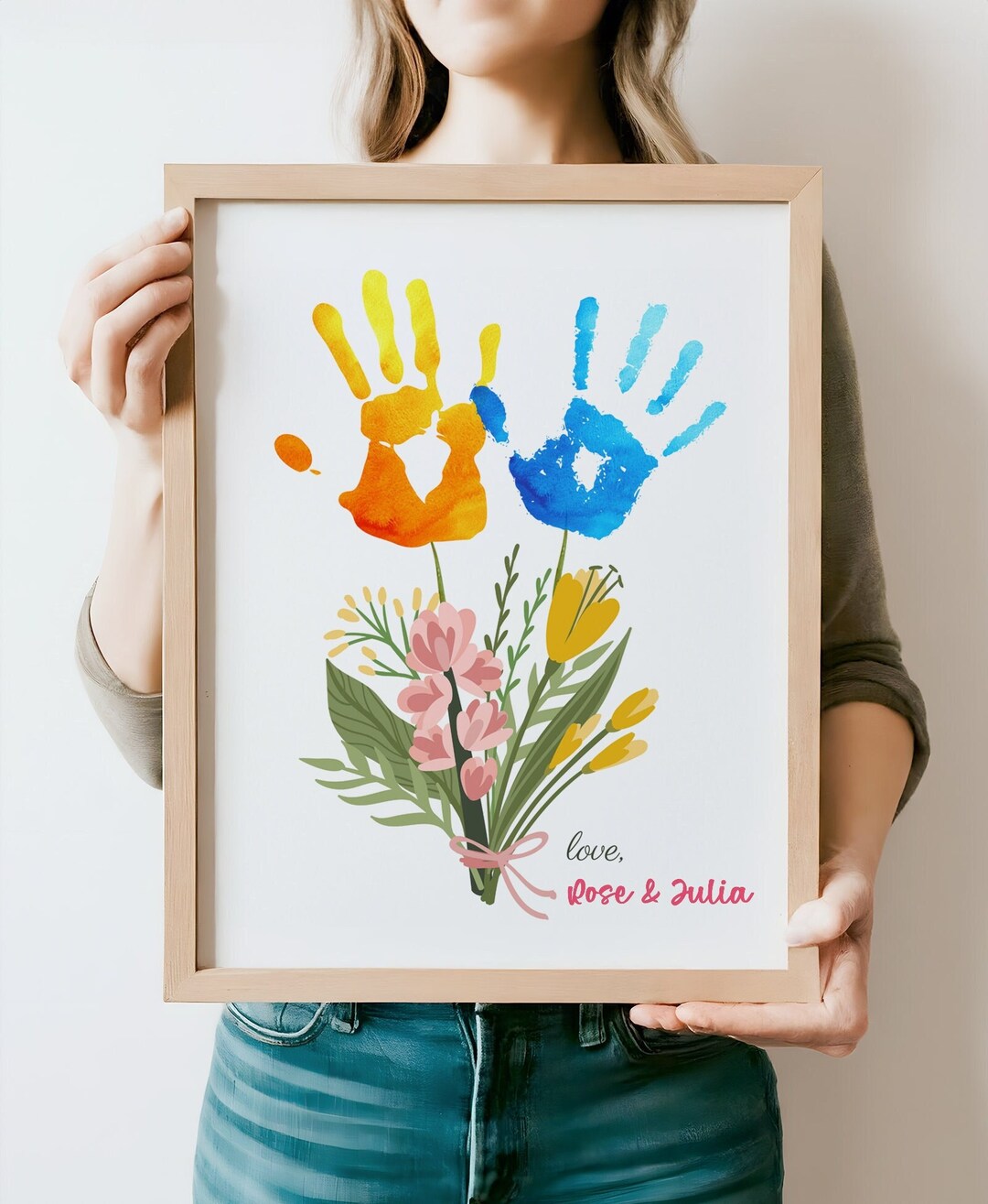 Birthday Handprint Art for Mom Printable Gift From Kids for Grandma ...