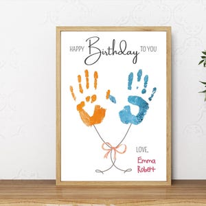 Happy Birthday Handprint Art Custom Birthday Gift Handprint Keepsake ...