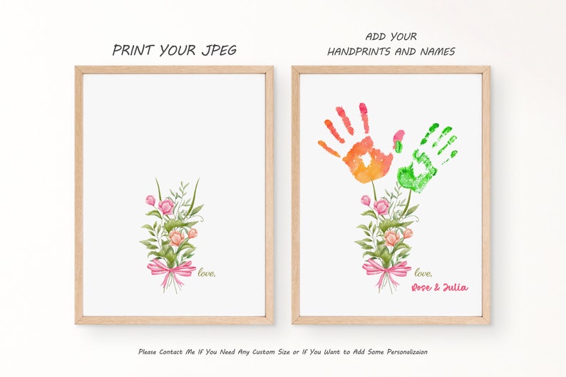 Mothers Day Craft Handprint Art Birthday Activity Floral Bouquet ...