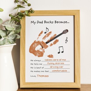 Fathers Day Music Gift Handprint Art Craft for Kids Handprint Keepsake ...
