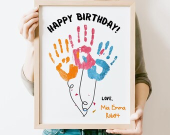 DIY Handprint Balloons Birthday Card DIY Card Gift Memory Keepsake Gift ...